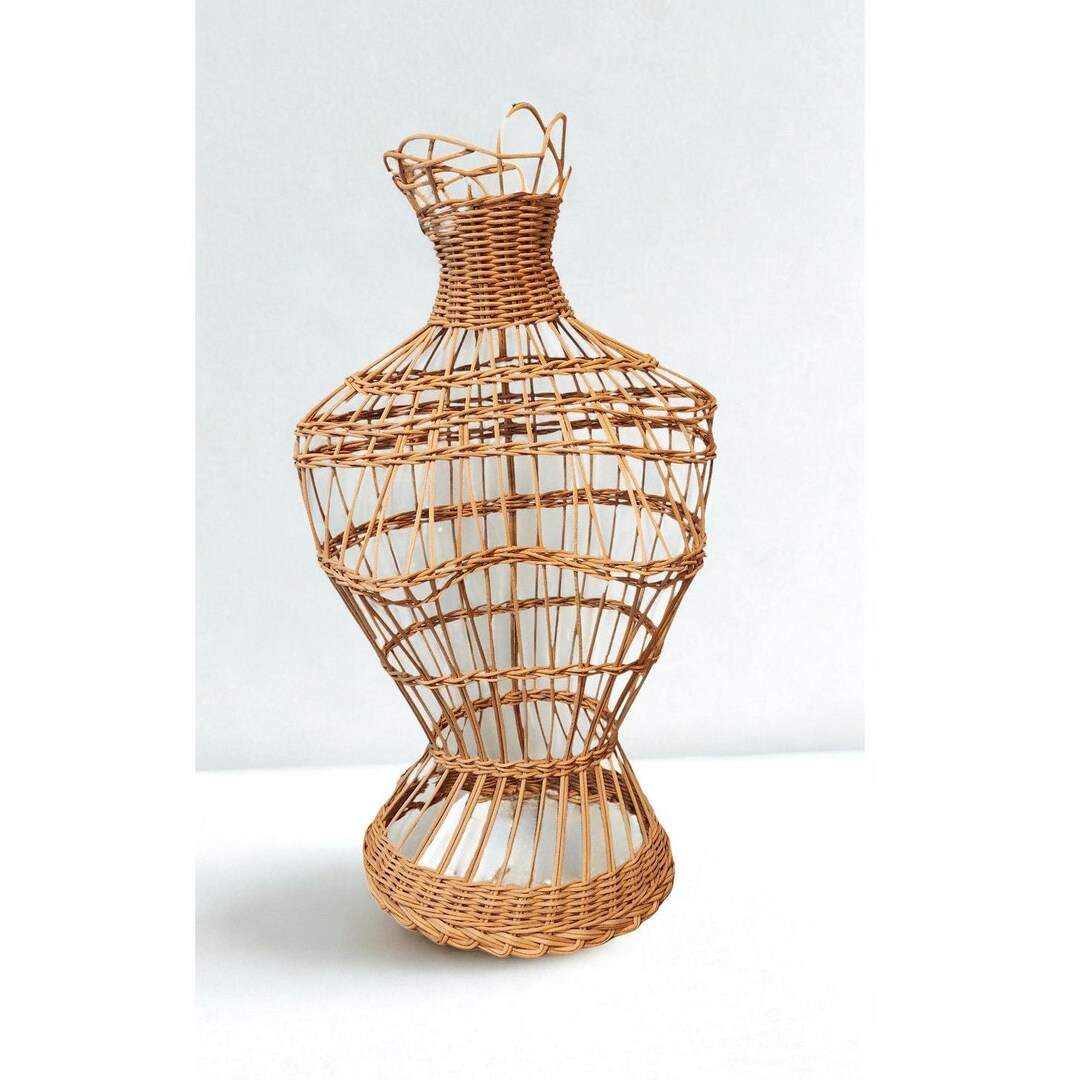 Vintage Wicker Dress Form Bust Mannequin Torso Basket 1970s Rattan Home ...