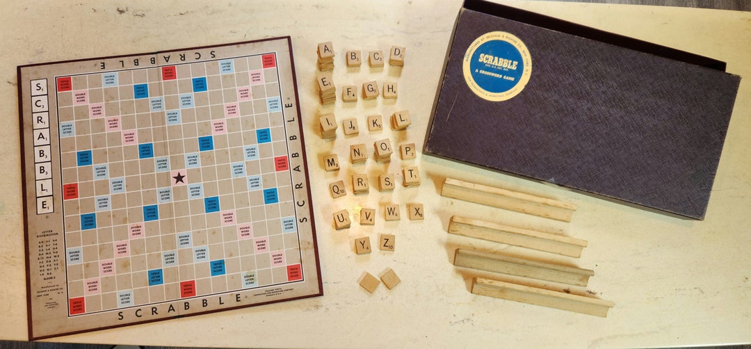 Vintage Scrabble Board Game, 1953 Scrabble Game, Selchow & Righter ...
