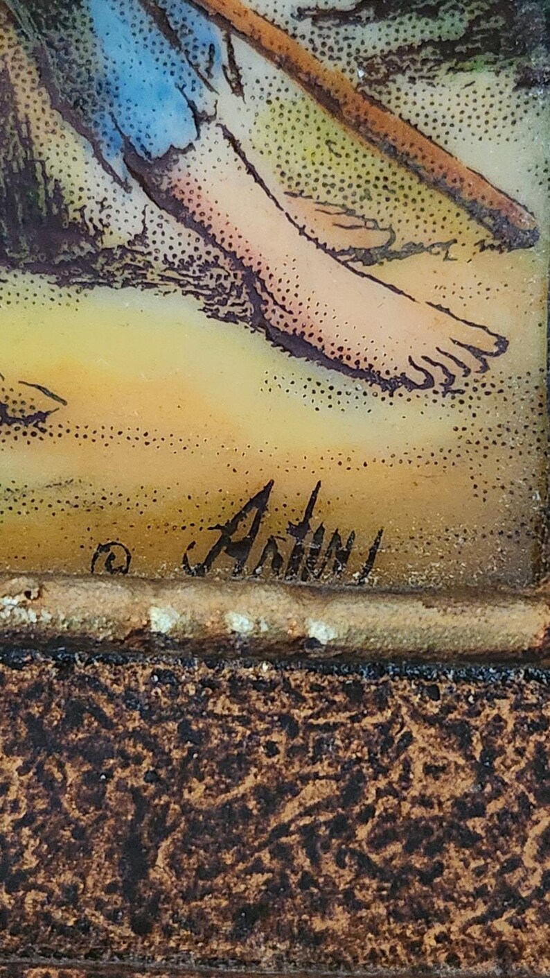 Vintage Artini Engraving – Shepherd Boy With Sheep & Flute – Signed ...