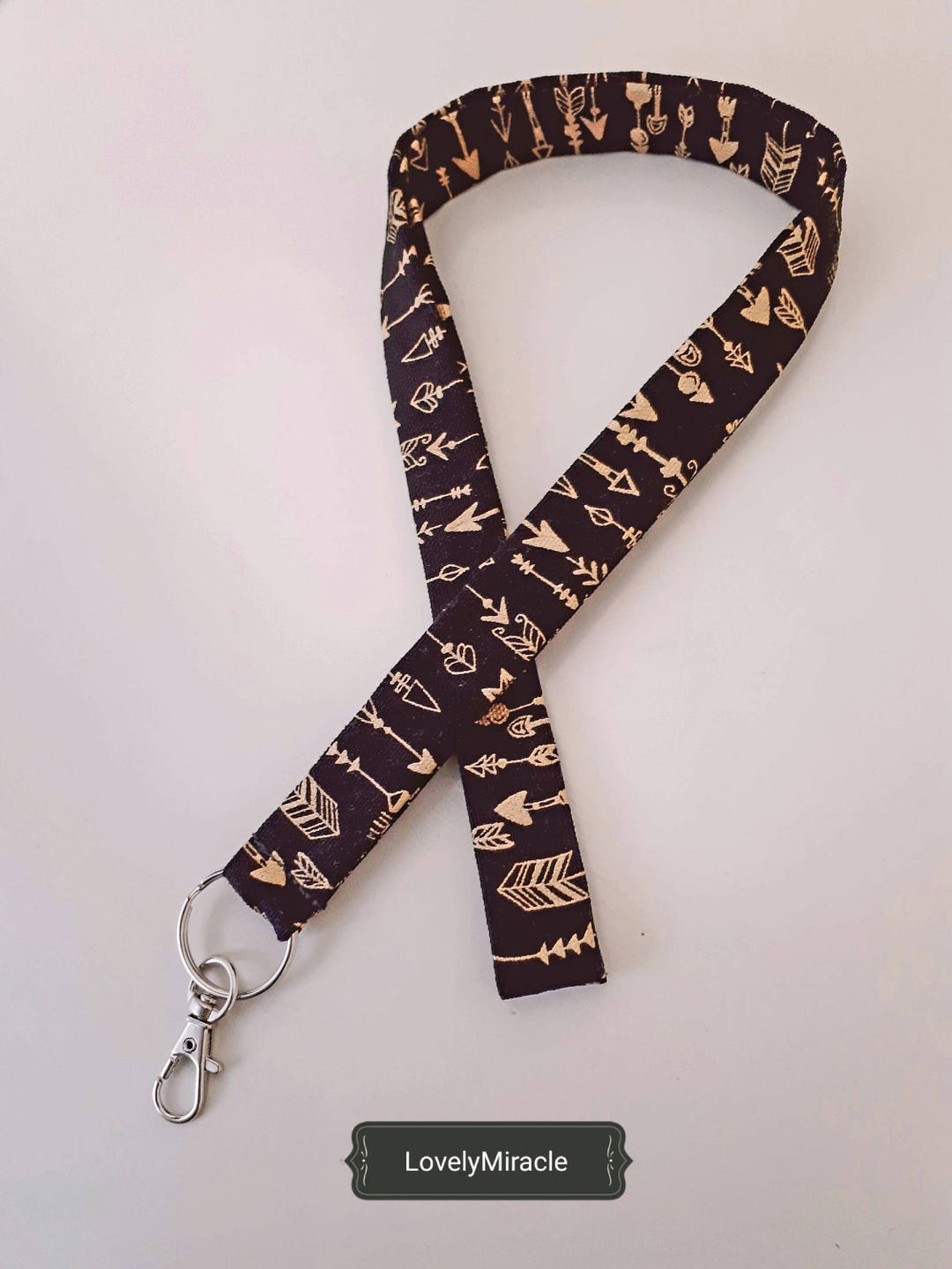 Lanyard Black/golden Arrows Sparkle Lanyard Handmade - Etsy