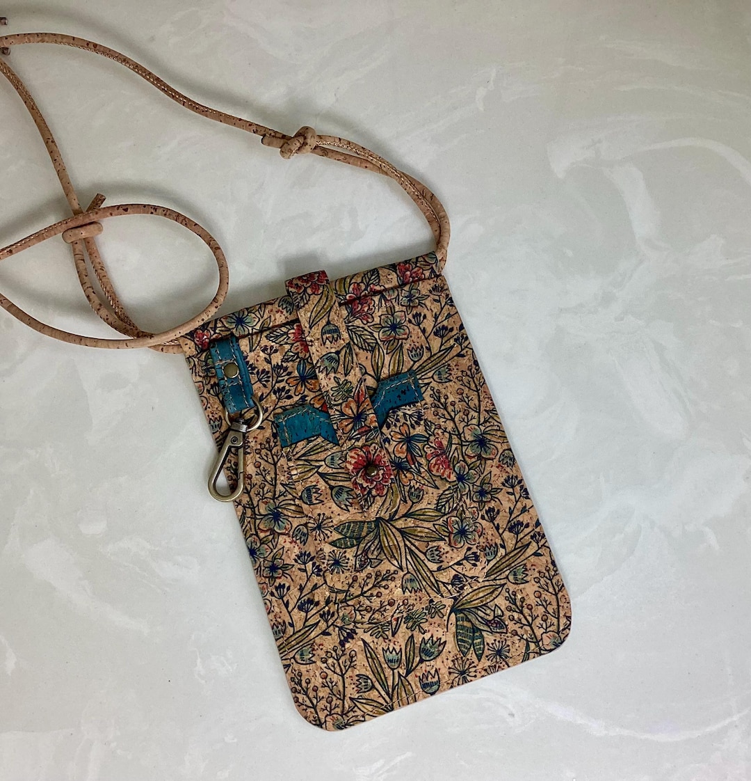 Slim Phone Crossbody, Minimalist, Blue Floral Print - Etsy