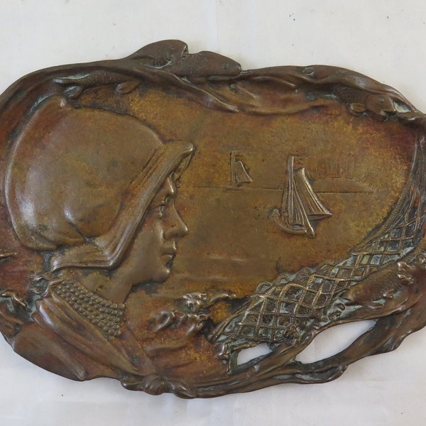 Antique Art Nouveau Bronze Plaque - Etsy