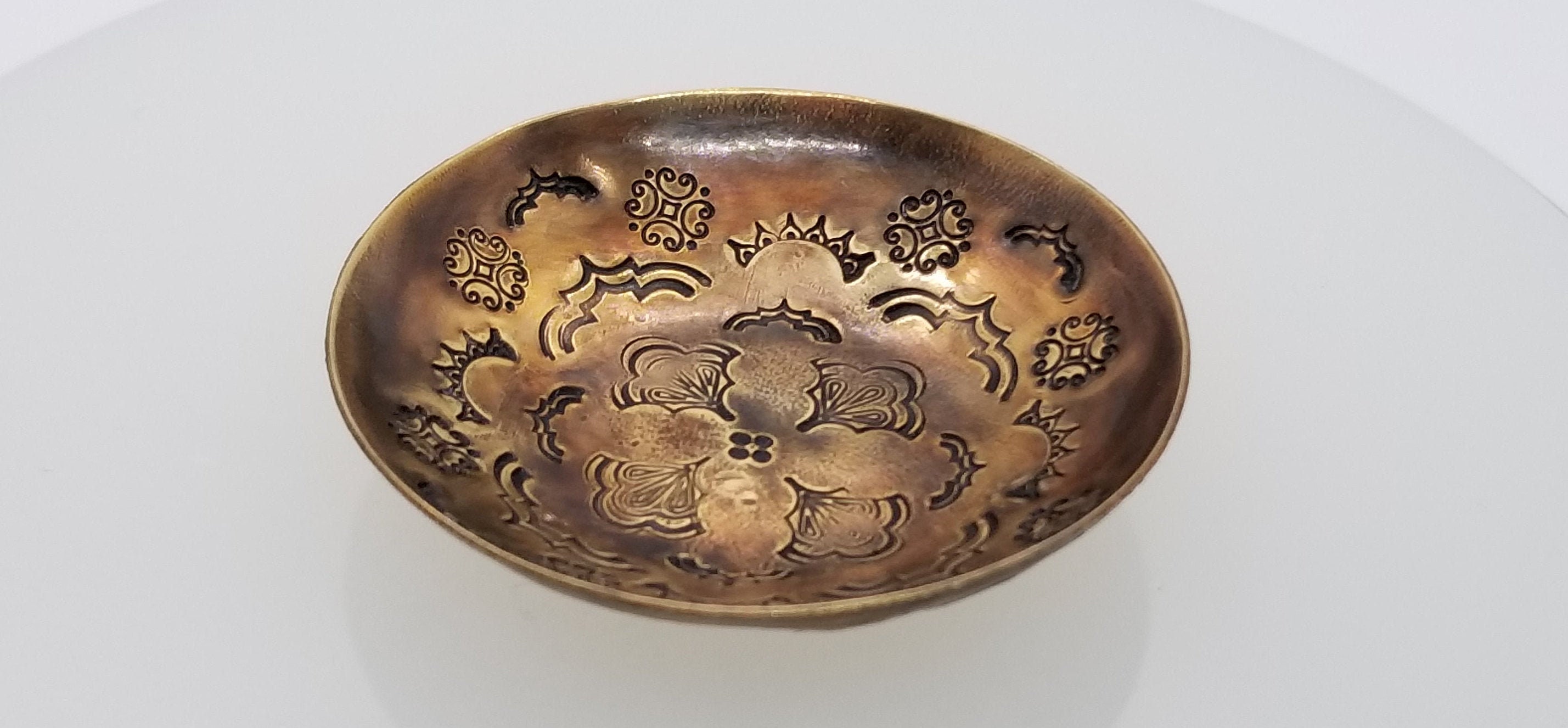 Hand-forged Brass Trinket / Ring Dish With Hand-stamped Moroccan ...