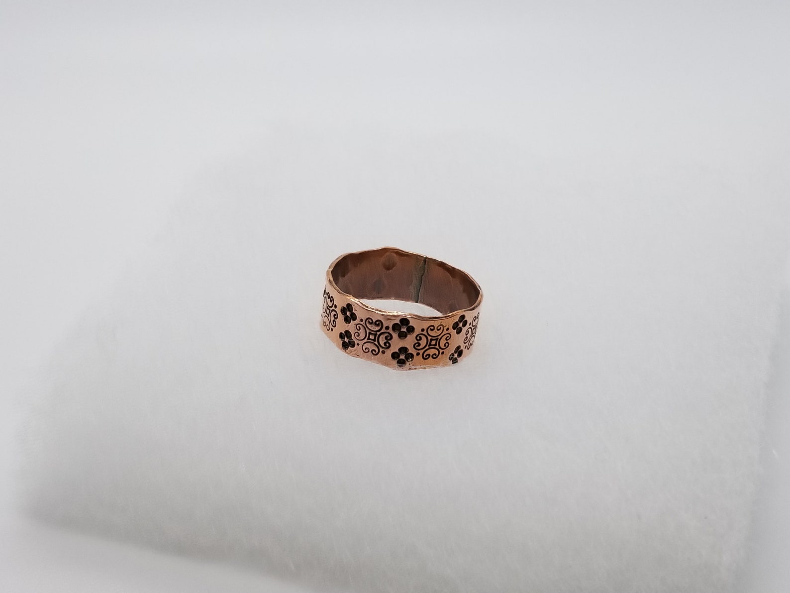 Hand Stamped Copper Ring: Hammered Texture, Scroll Detail, Size 10 - Etsy