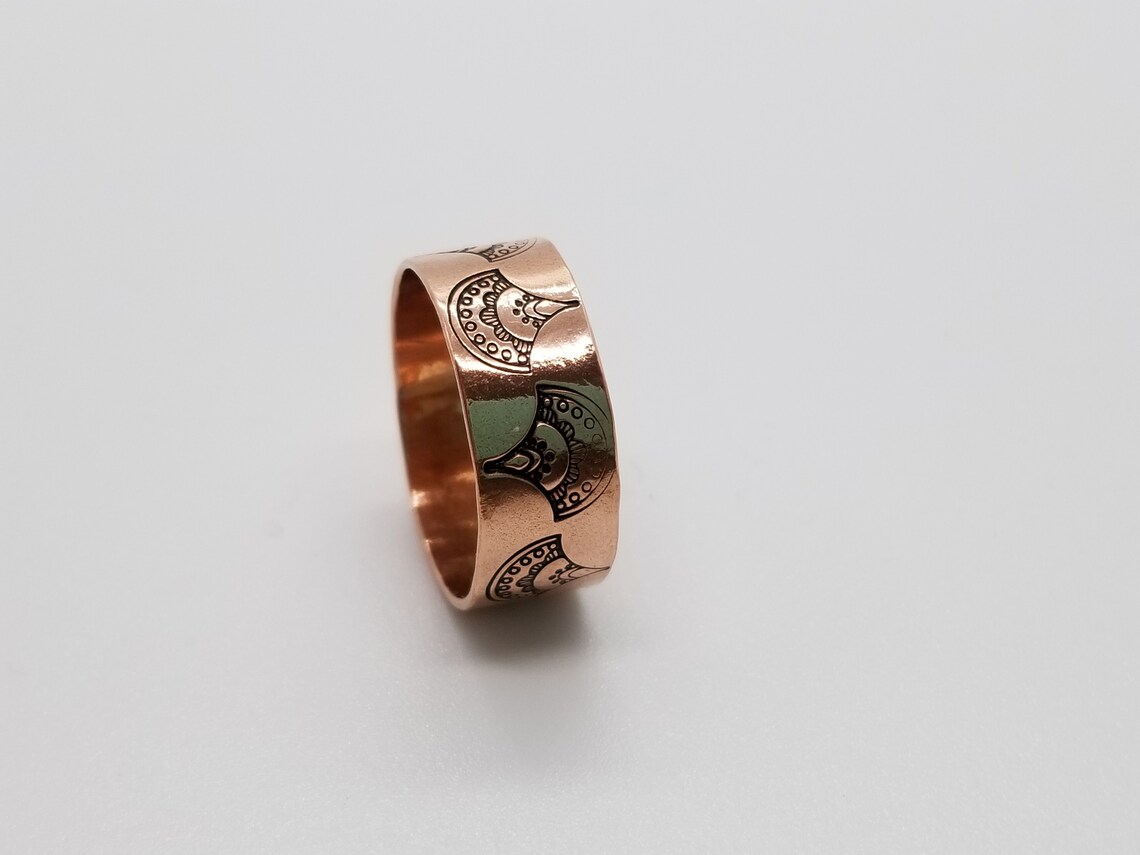 Whimsical Metal Design Fan Size 9 Copper Ring - Etsy