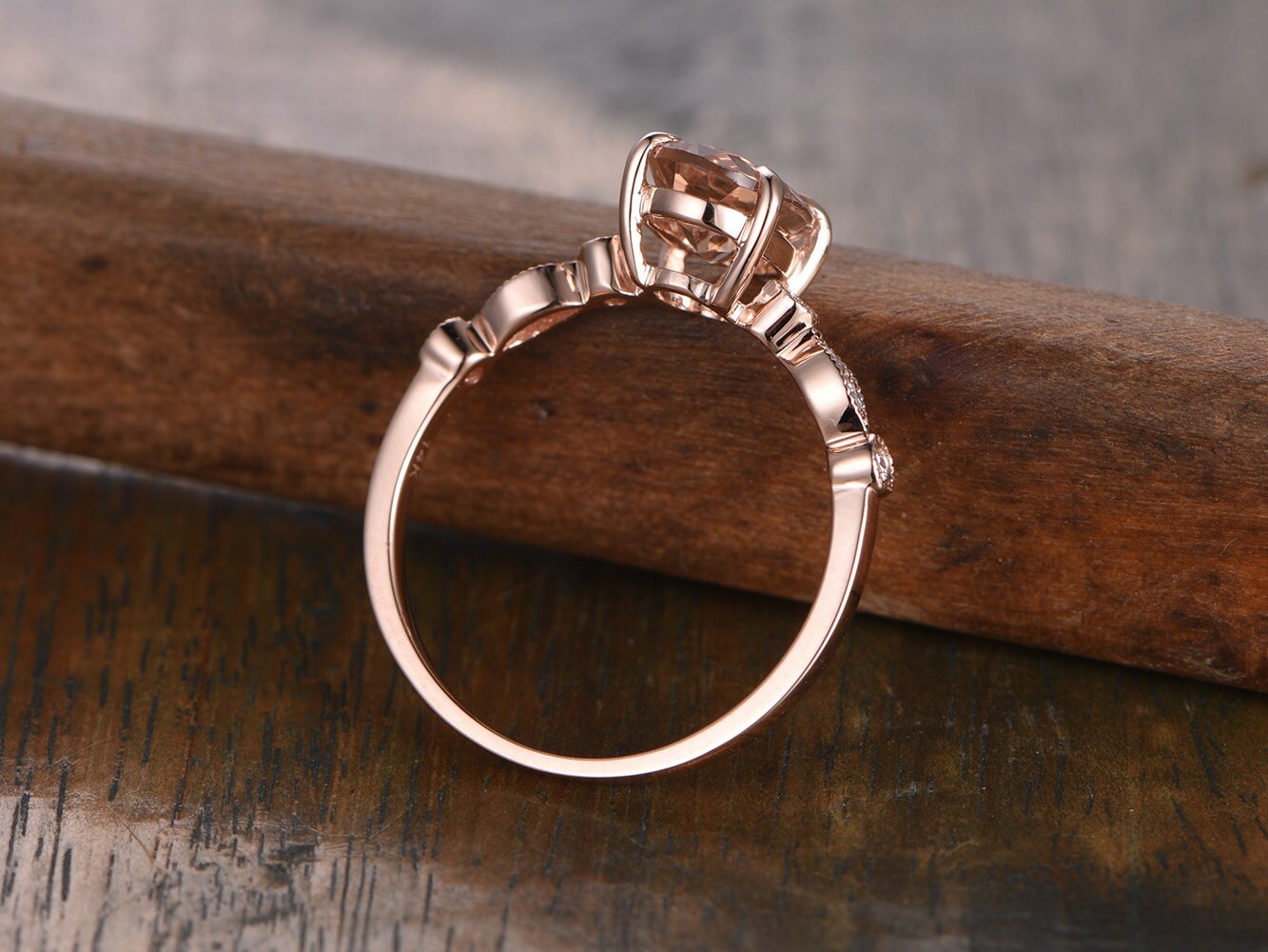 Morganite Ring Rose Gold Morganite Solitaire Ring Art Deco | Etsy