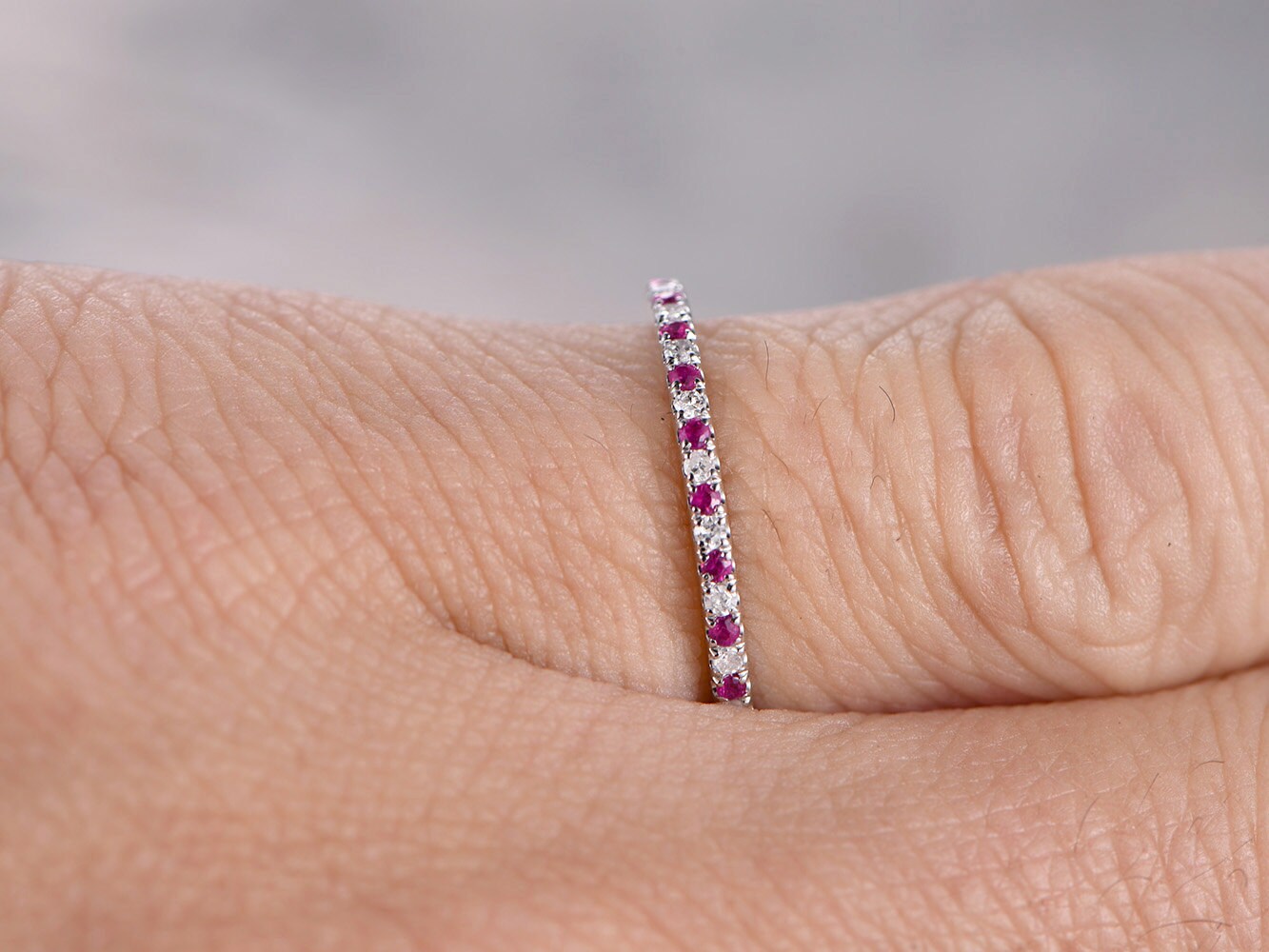 Ruby Wedding Band Half Eternity Band Ruby Engagement Ring Ruby | Etsy