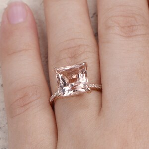 9mm Princess Cut Morganite Ring,morganite Engagement Ring,morganite ...