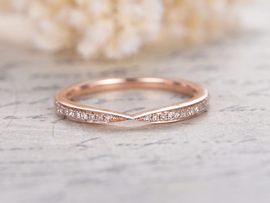Curved Wedding Band Chevron Wedding Bandtwist Wedding - Etsy