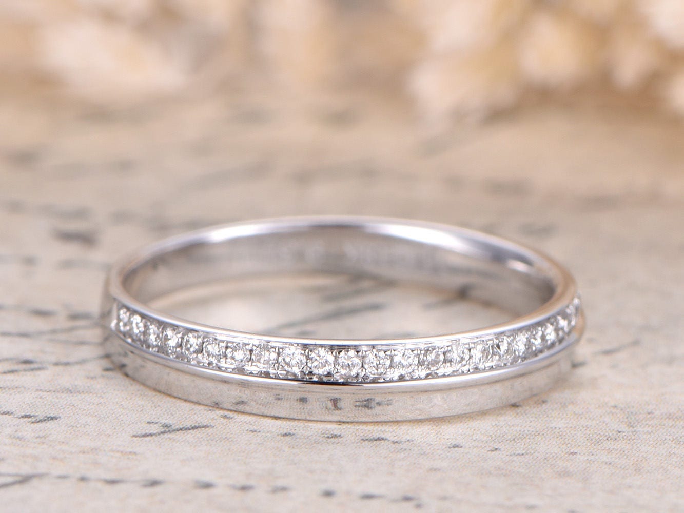 Diamond Wedding Band Half Eternity Ring 14K White Gold - Etsy