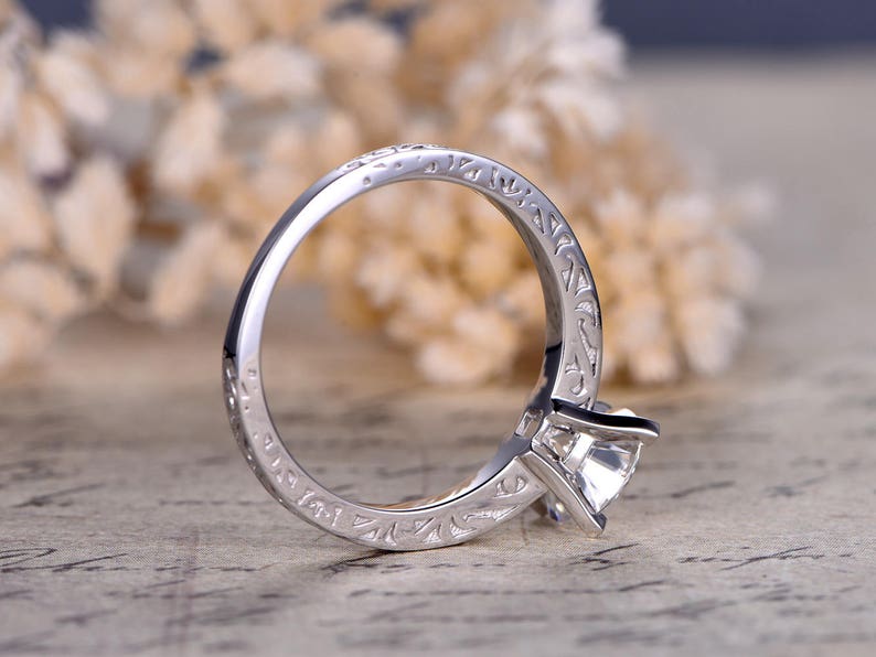 1ct Round Cut Moissanite Ring Moissanite Engagement | Etsy
