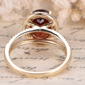 8x10mm Oval Cut Garnet Ring,split Band, Garnet Engagement Ring, 14k ...