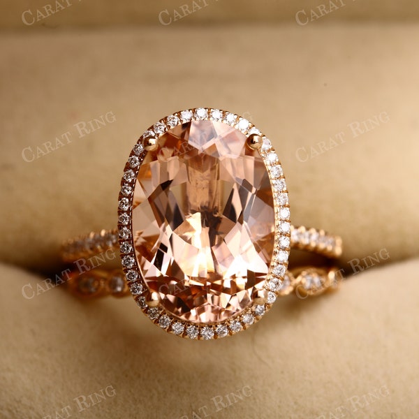 Oval Morganite Engagement Ring - Etsy