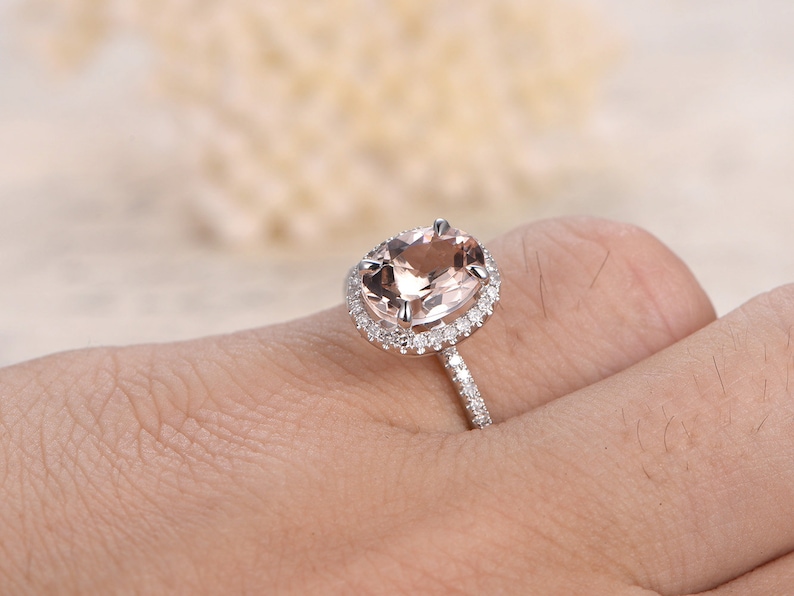 Morganite RingWhite Gold Engagement Ring Morganite14K Solid | Etsy