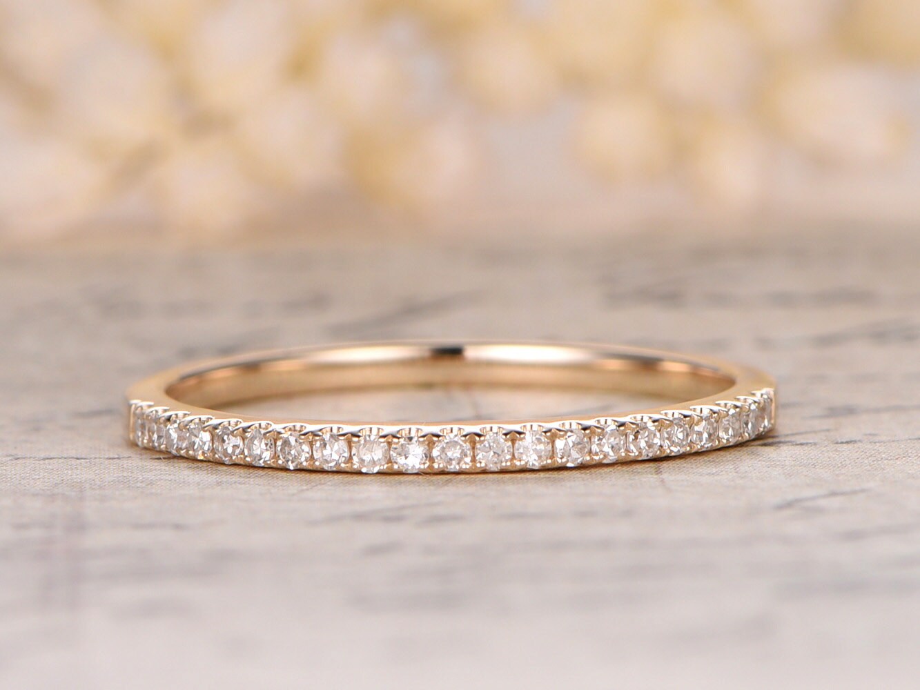 Valentine's Day Dimaond 14K Yellow Gold Wedding Band Half - Etsy