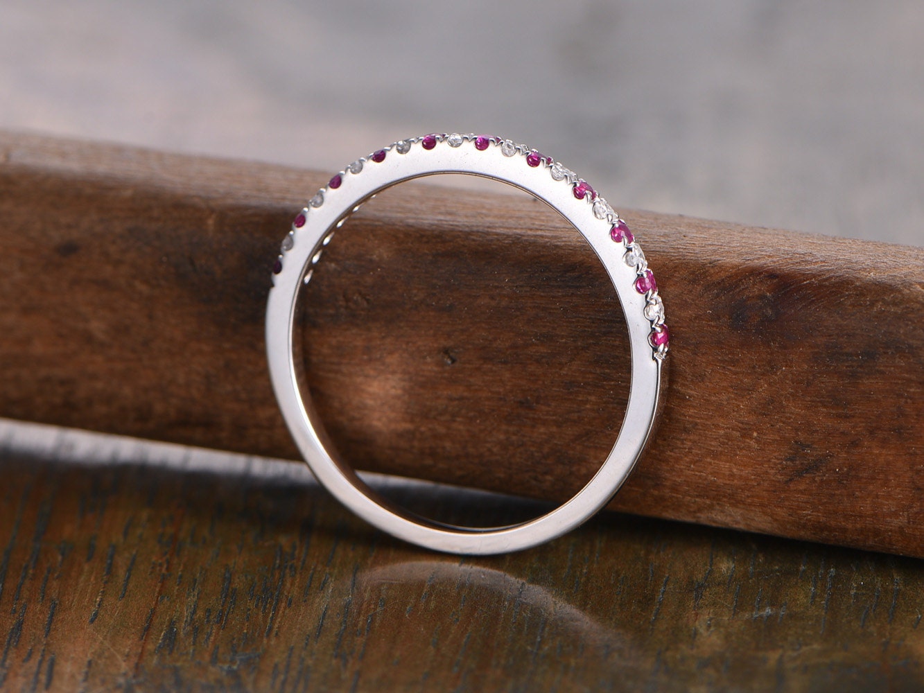 Ruby Wedding Band Half Eternity Band Ruby Engagement Ring Ruby | Etsy