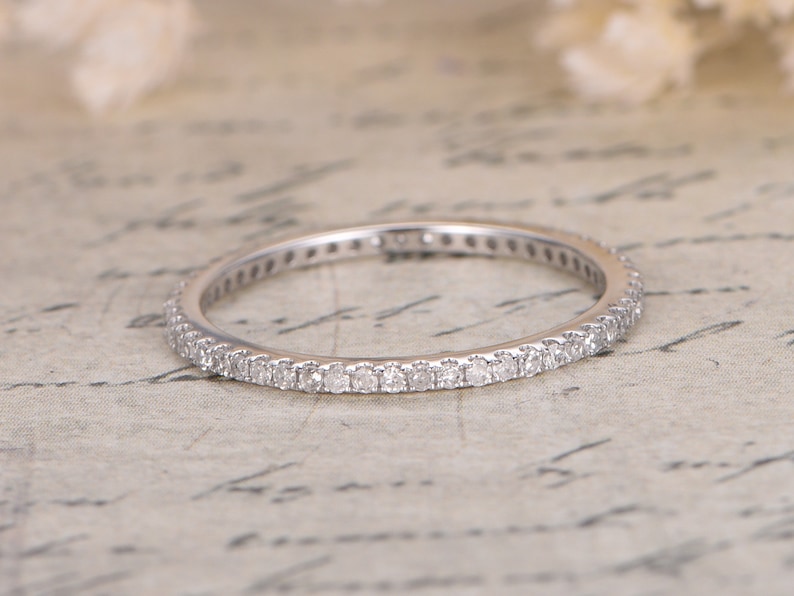 Diamond Ring Full Eternity Diamond Wedding Band 14K White Gold | Etsy