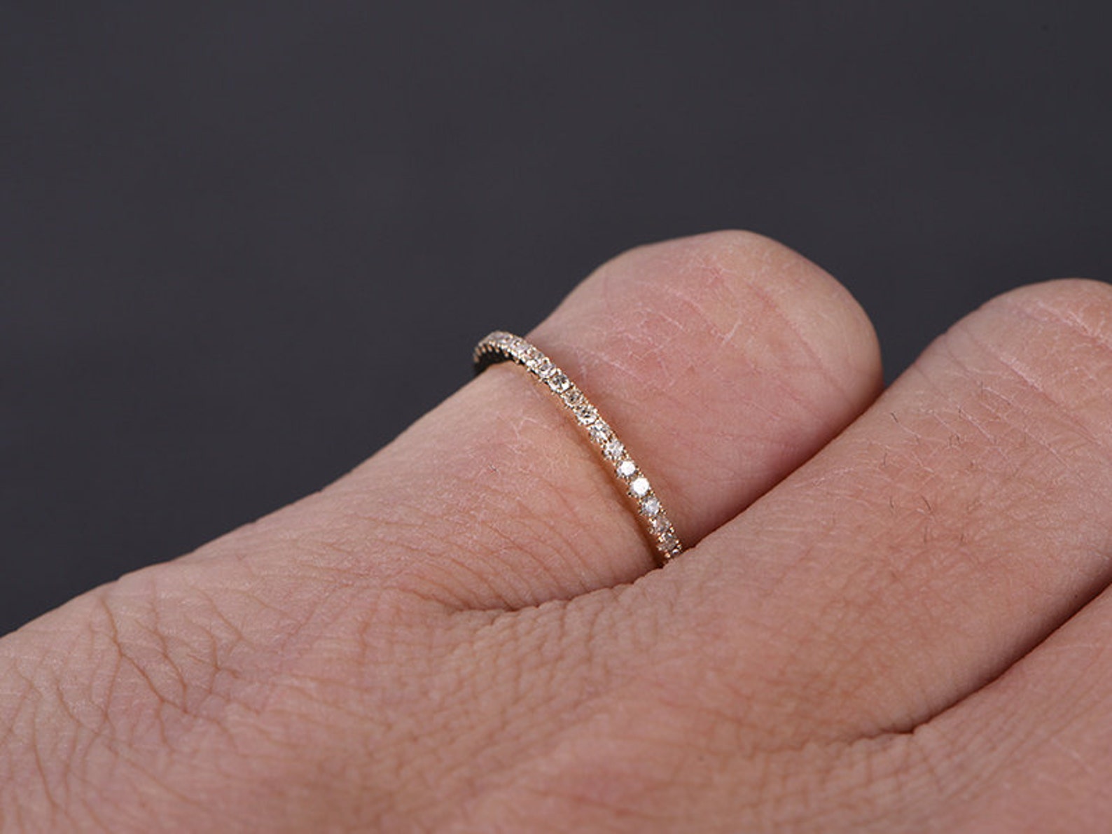 Valentine's Day Dimaond 14K Yellow Gold Wedding Band Half - Etsy