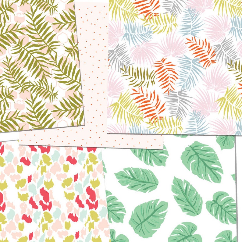Palms Dreams Palm Tree Pattern Digital Paper Pack Scrapbook - Etsy