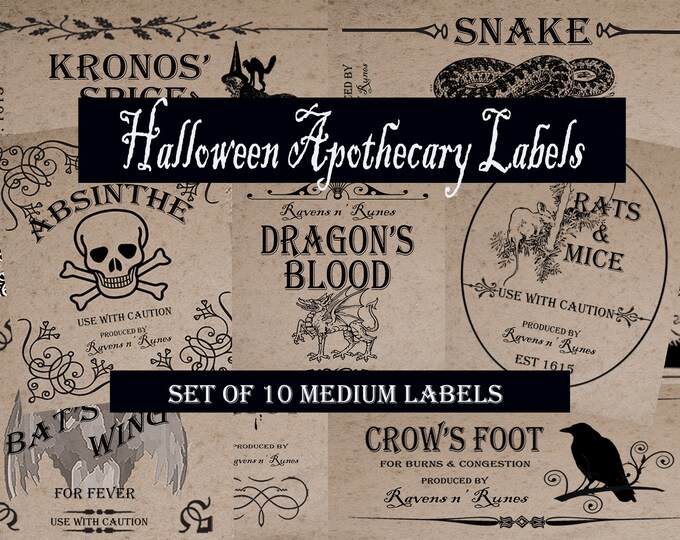 MAGIC POTION LABELS Printable Digital Collage Sheet With 10 Gift Tags ...