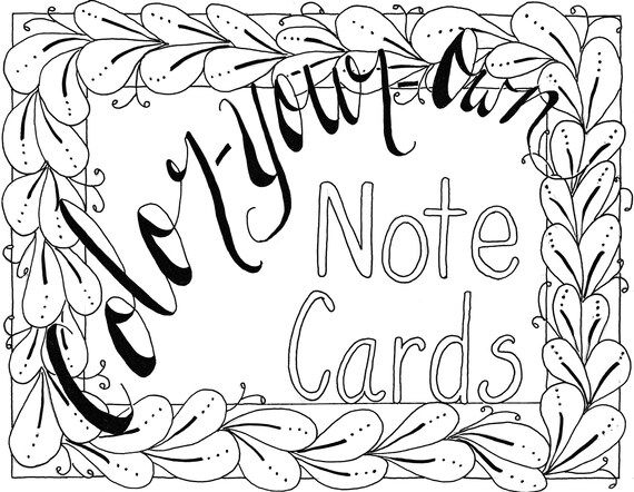 Color Your Own Note Cards Pack of 5 With Envelopes | Etsy