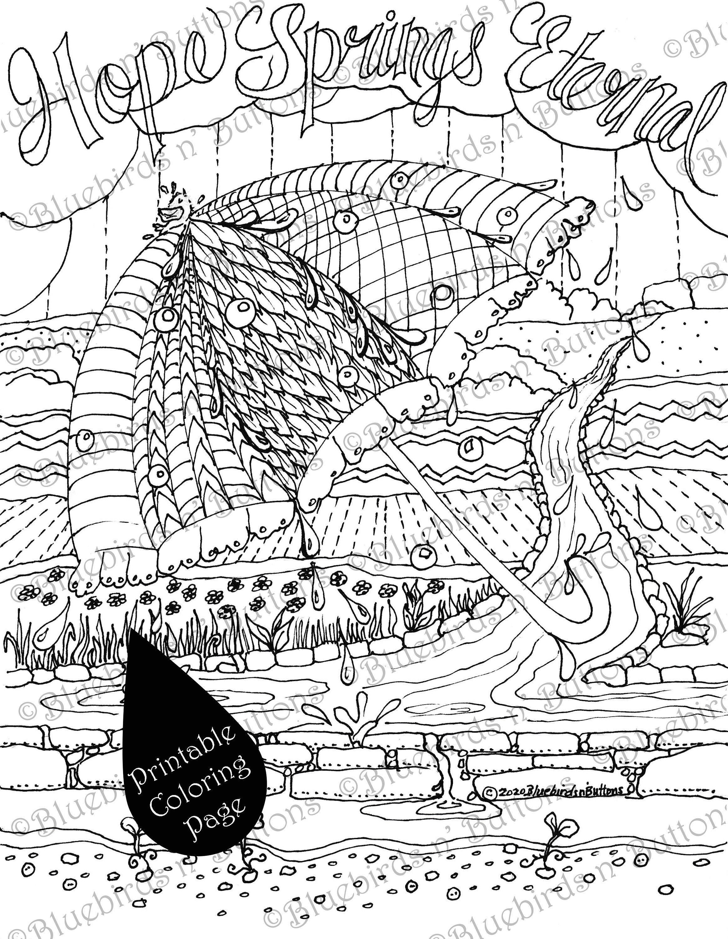 Printable Coloring Page April Hope Springs Eternal Adult - Etsy