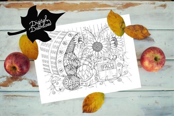 Printable Color-Your-Fall Note Cards Blank Greeting Cards | Etsy