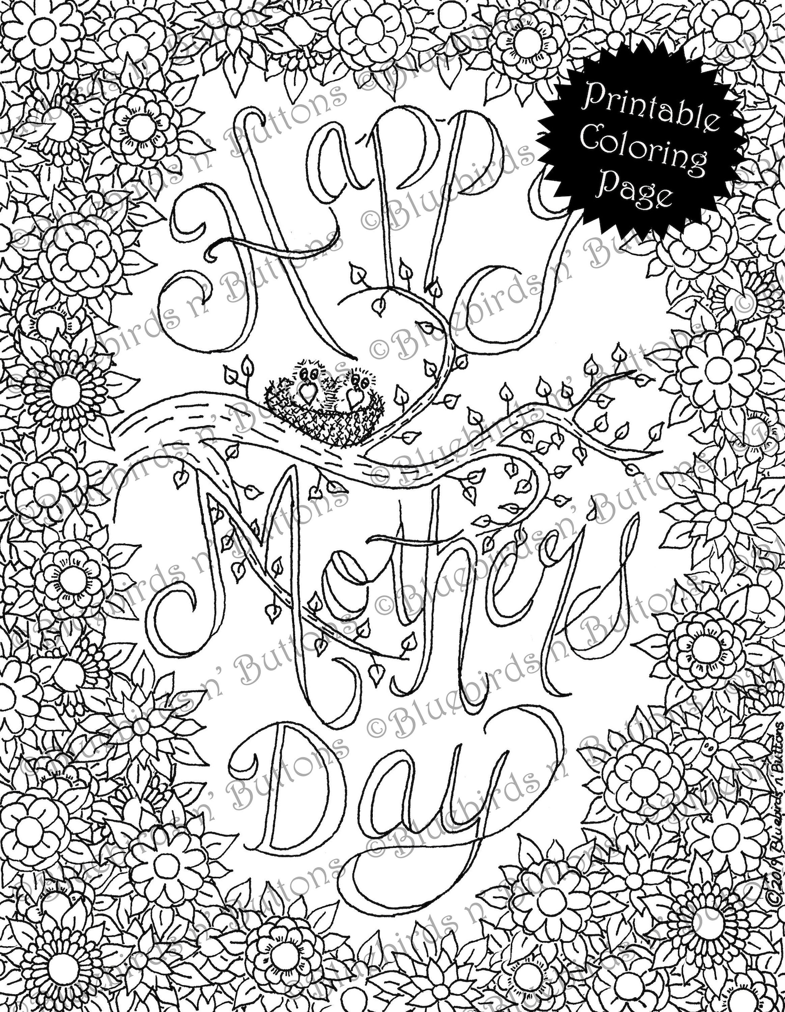 Coloring Page - Printable Coloring Page - May Coloring - Mother's Day ...