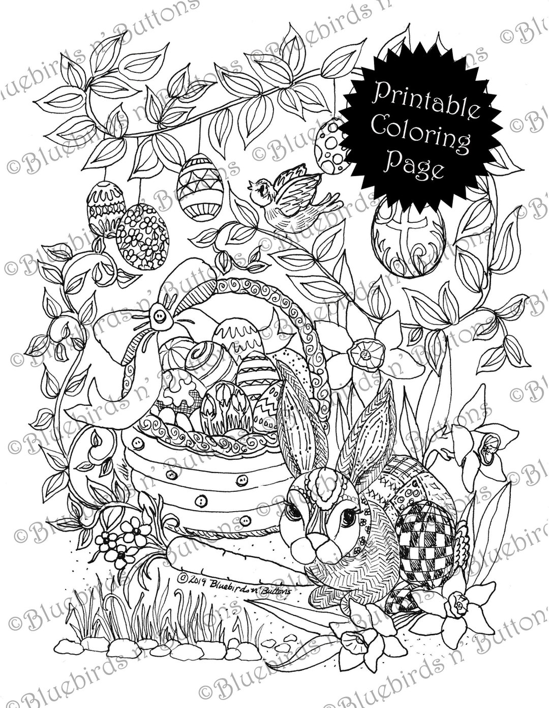 Coloring Page - Printable Coloring Page - April Coloring - Easter ...
