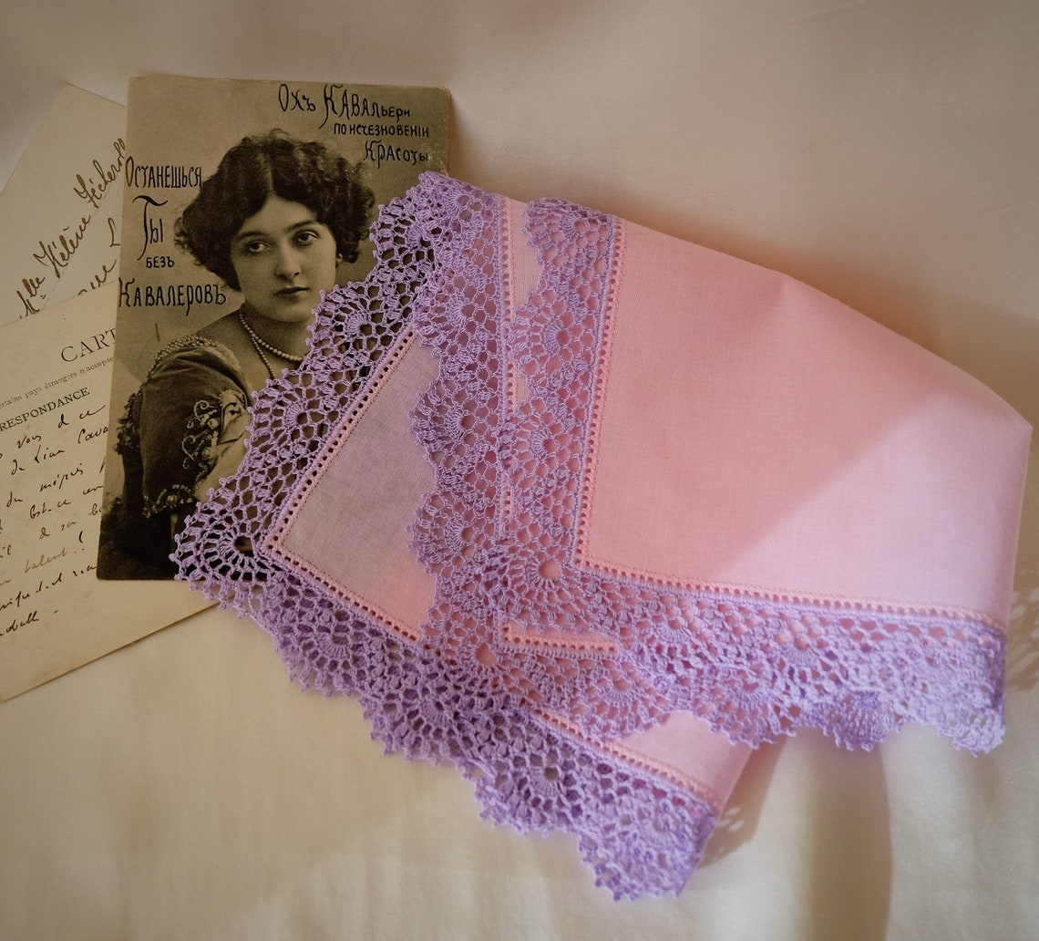 Ladies Pastel Color Lace Handkerchief. - Etsy