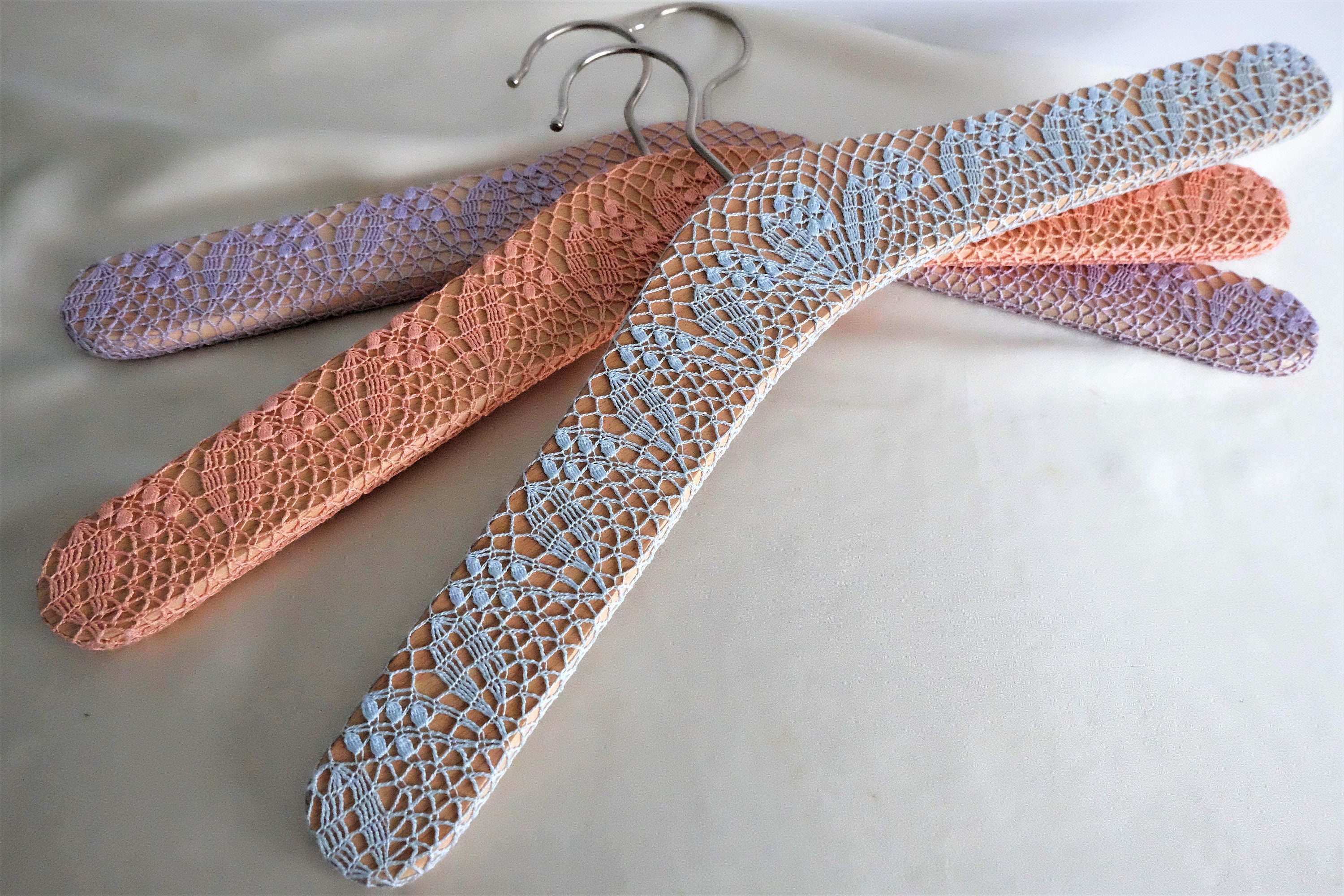 Crocheted Flower Lace Clothes Hanger. - Etsy Canada