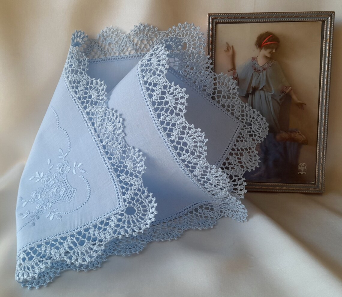 Ladies Pastel Color Lace Handkerchief. - Etsy