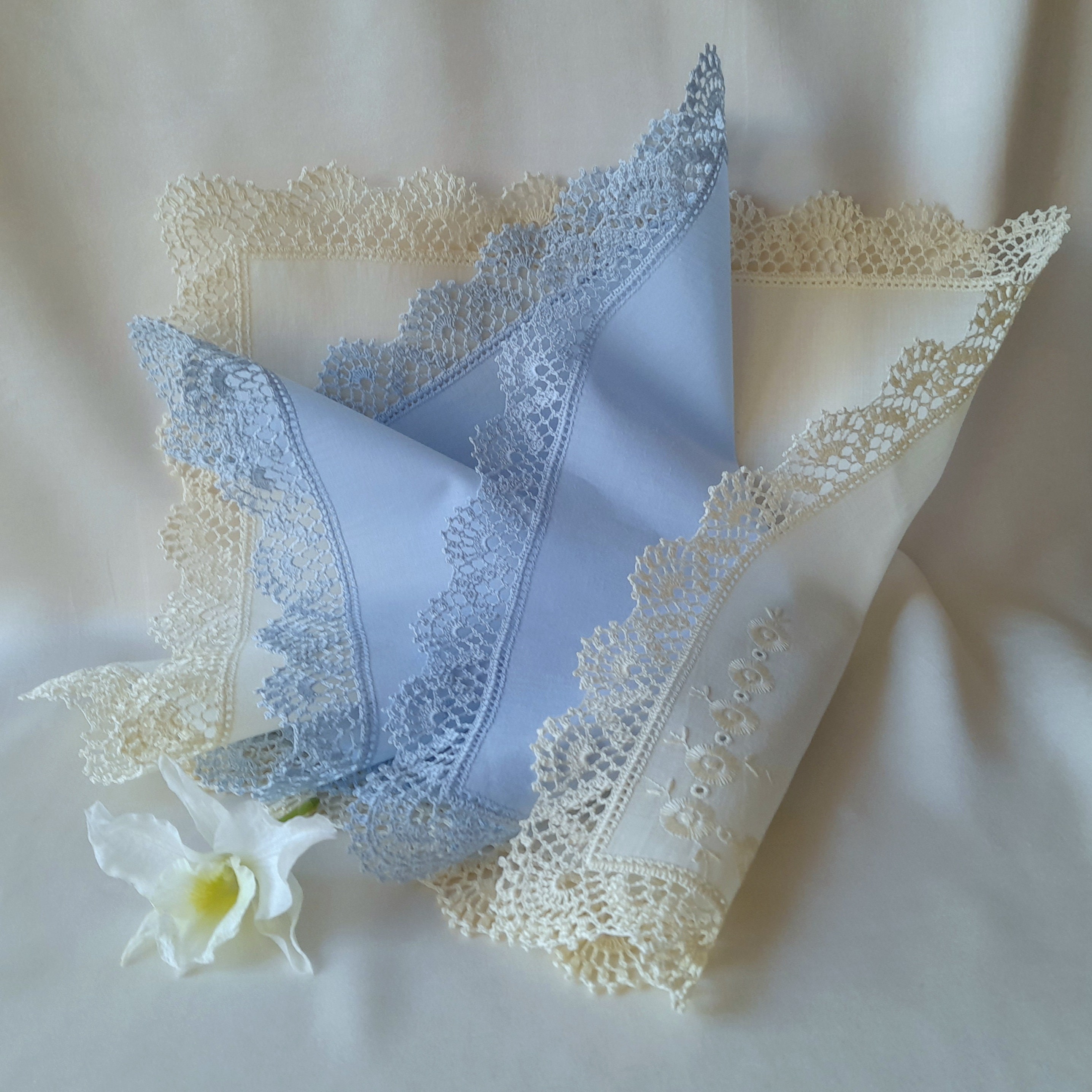 Ladies Pastel Color Lace Handkerchief. - Etsy