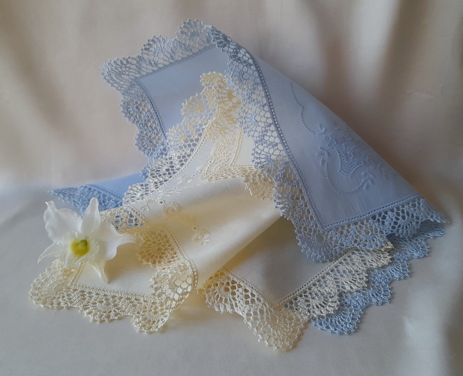 Ladies Pastel Color Lace Handkerchief. - Etsy
