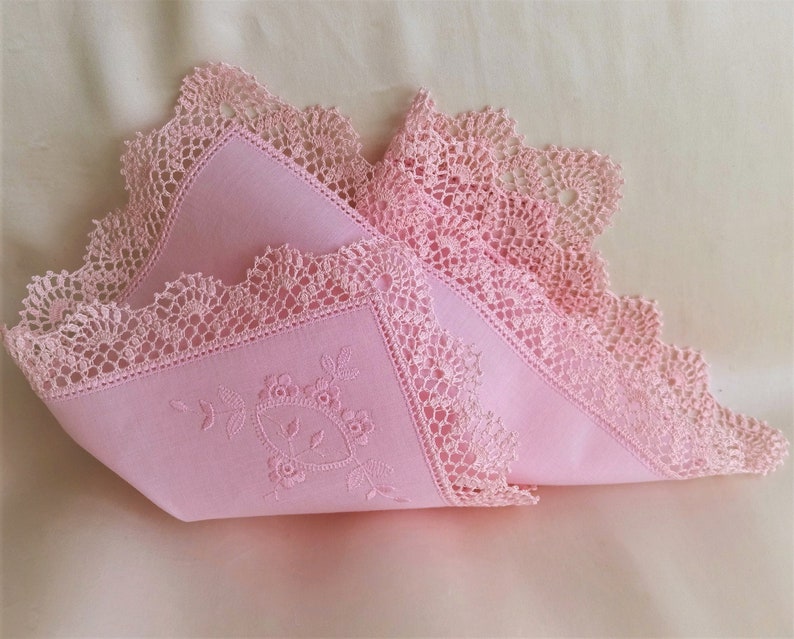Ladies Pastel Color Lace Handkerchief. - Etsy