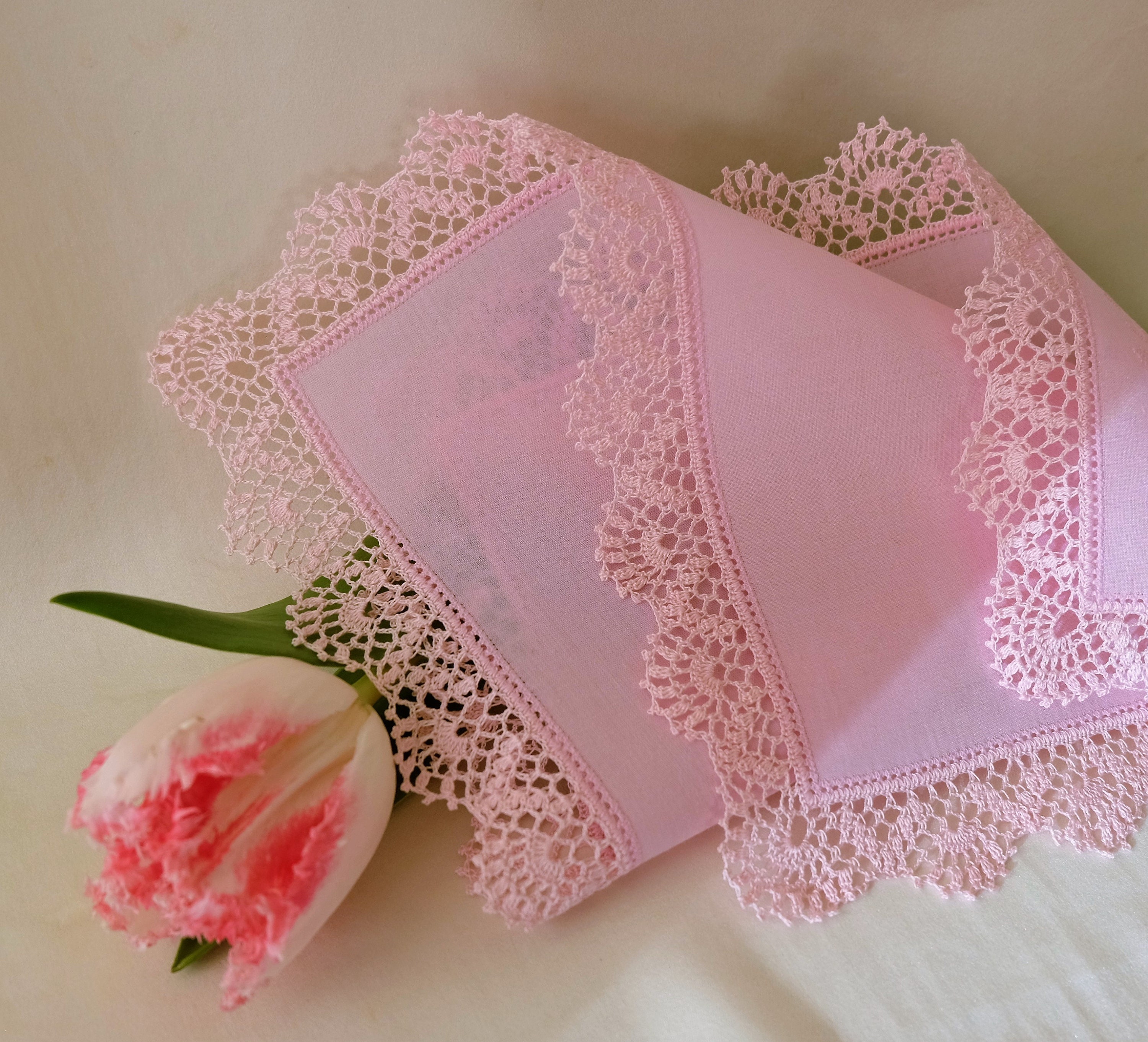 Ladies Pastel Color Lace Handkerchief. - Etsy