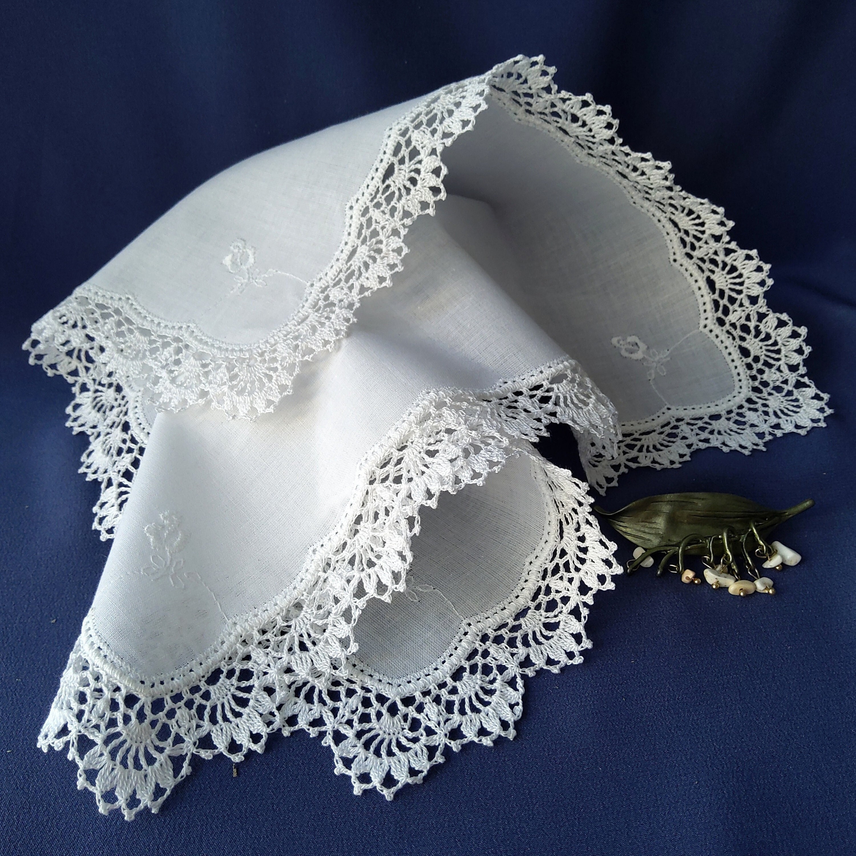 Wave Edge Crochet Lace Handkerchief. - Etsy