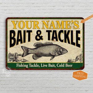 Personalized Fishing Bait Tackle Sign Man Cave Vintage Look ...