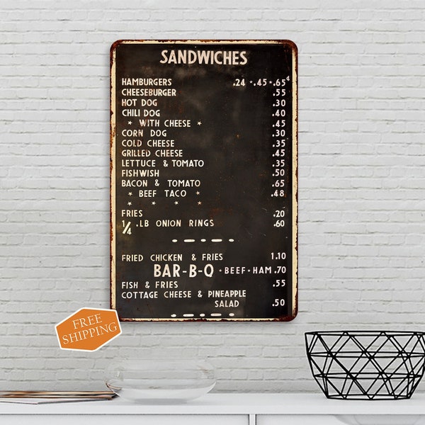 Vintage Restaurant Menu Sign - Etsy