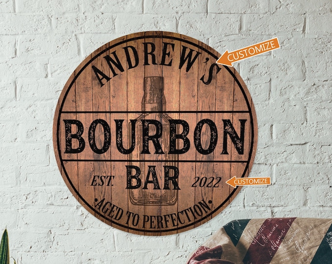 Bourbon Whiskey Barrel Stave 18in Novelty Signs With Metal Band Accent ...