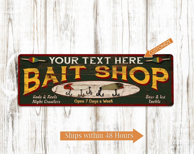 Personalized Bait Shop Wood Sign - Etsy
