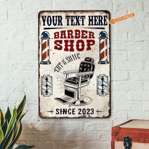 Custom Barber Shop Sign Barber Pole Sign Shave Cut Haircut Decor Hair ...