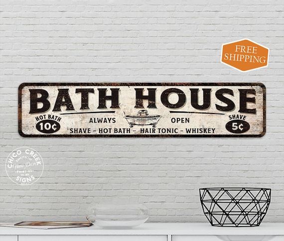 Bath House Sign Bathroom Decor Wash Room Country Mom Dad - Etsy