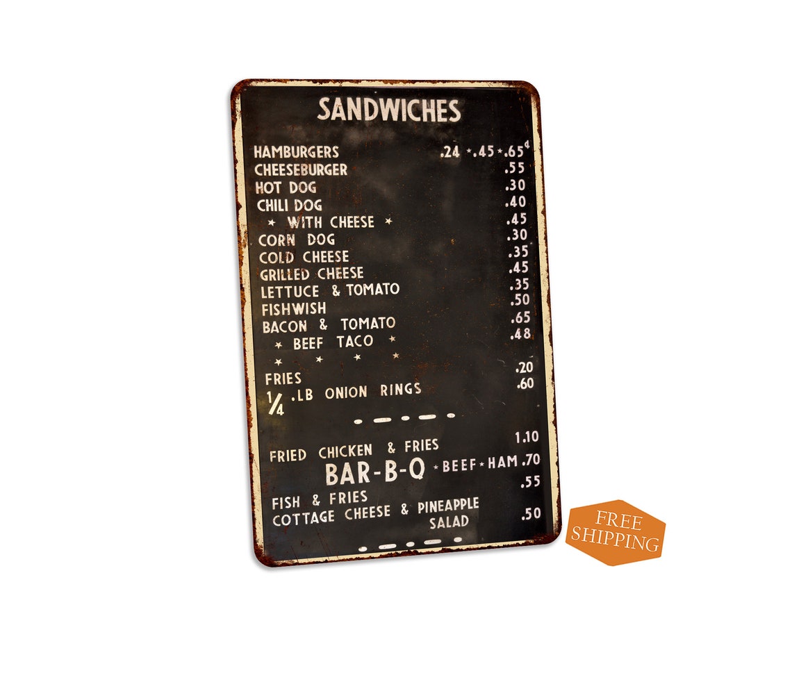 Sandwich Board Sign 1940's Diner Menu Sign Restaurant Decor Diner Signs ...