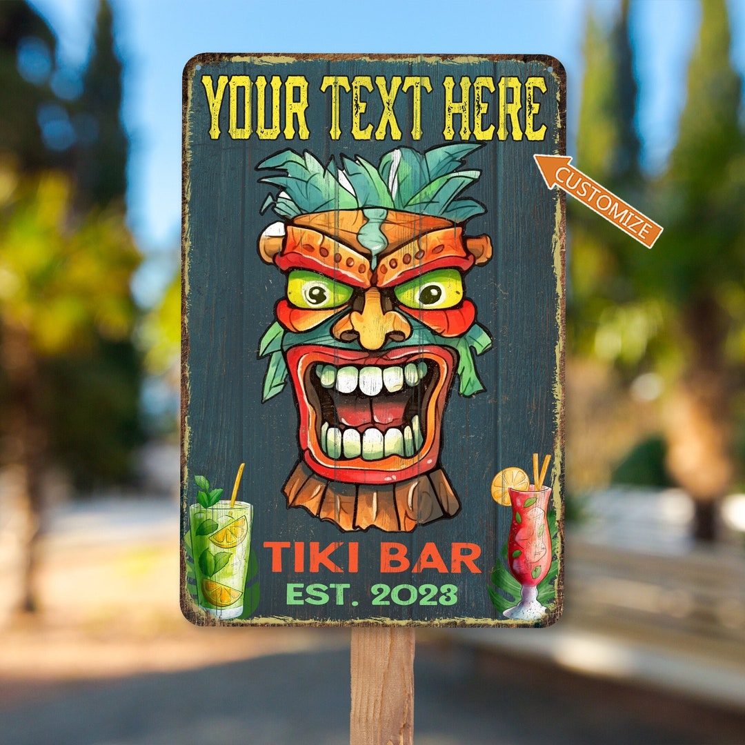 Tiki Bar Sign Beach Sign Custom Name Beach House Décor Backyard Art ...