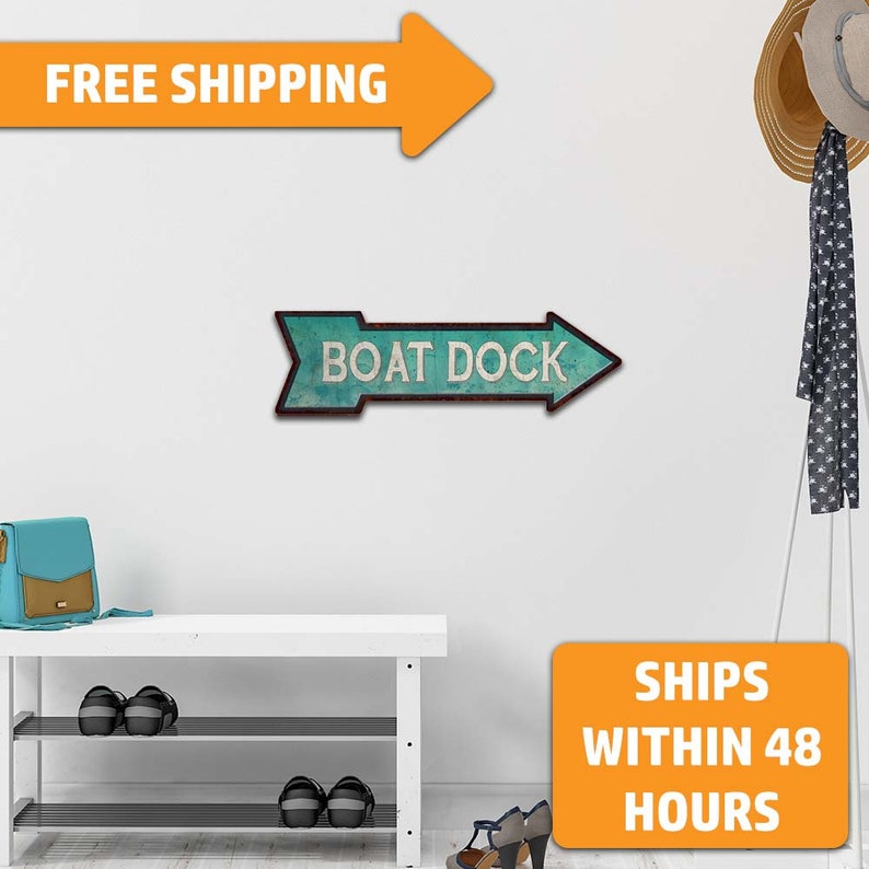 Boat Dock Sign Boat Dock Right Arrow Sign Vintage Looking - Etsy