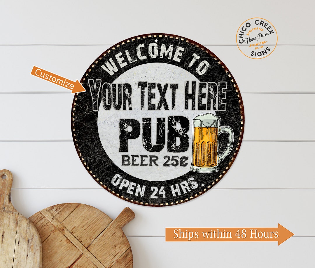 Personalized Pub Sign, Custom Bar Decor, Gifts for Him, Father's Day ...