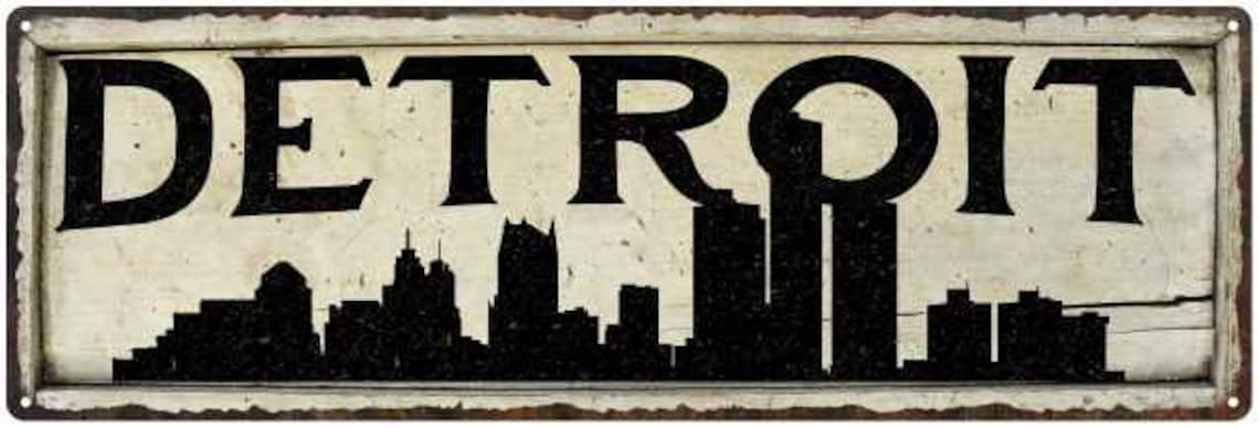 Detroit City Sign Detroit Sky Line Silouette Wall Decor Chic - Etsy