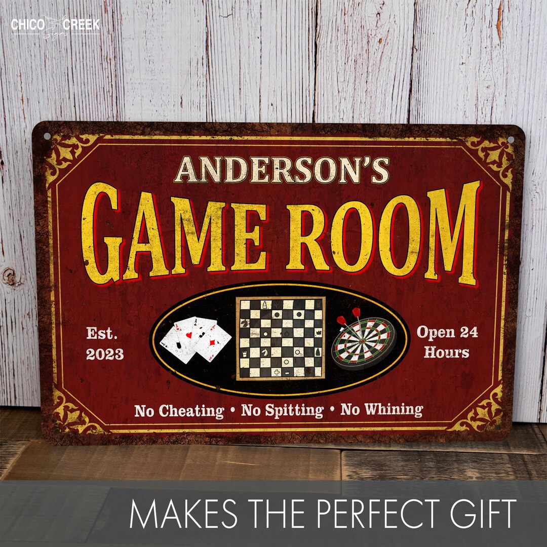 Personalized Signs, Game Room Sign, Gift for Him, Custom Signs, Game ...