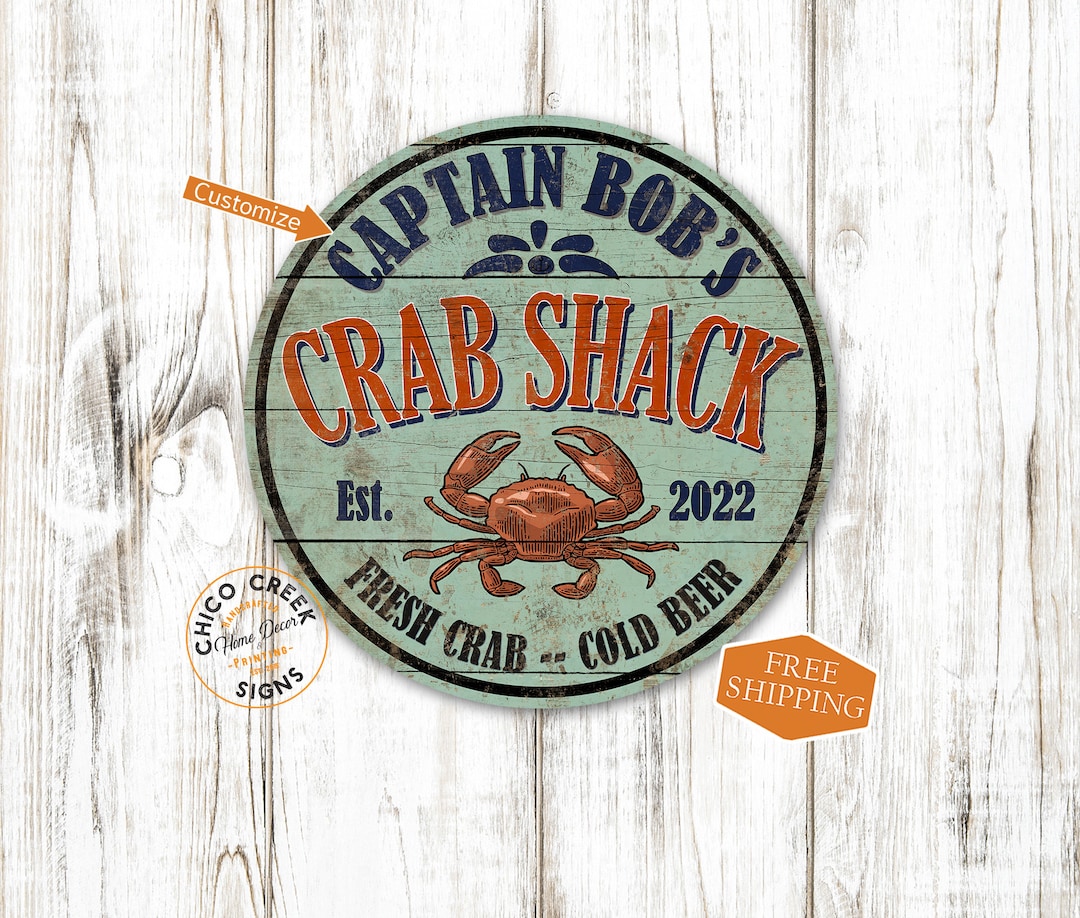 Personalized Crab Shack Sign, Seafood, Fish Lobster, Crab Leg, Kitchen ...